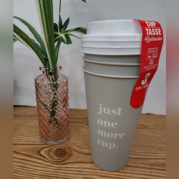 Reusables | Kitchen | Reusable Coffee Or Tea Cup 3 Pack Set With Lids ...